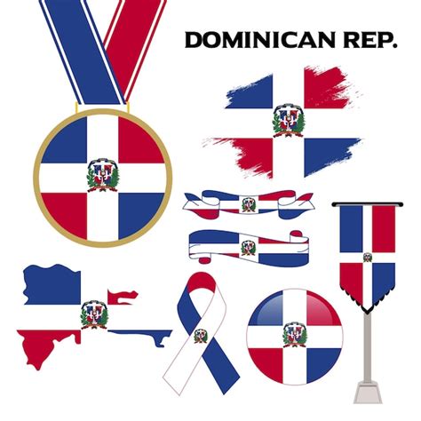 Colección de elementos con la plantilla de diseño de la bandera de