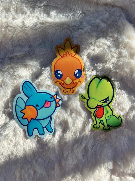 Torchk Treeko Mudkyp Pokmon Sticker Kawaii Etsy
