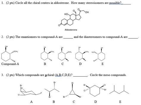 Solved 1. (2 pts) Circle all the chiral centers in | Chegg.com