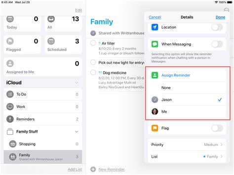 How To Assign Reminders In Shared Lists On Ios