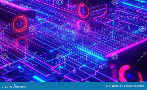 A Blue Background Displays A Low Polygon Cctv Security Camera Wireframe