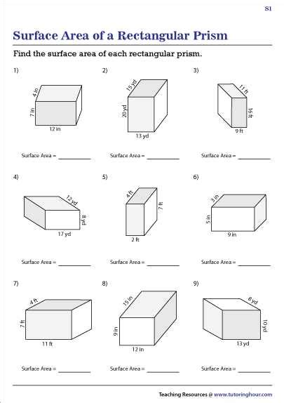 Mastering Surface Area The Ultimate Rectangular Prism Worksheet Answer Key Pdf