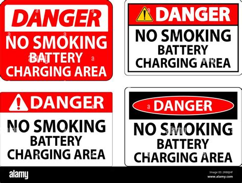Danger Sign Battery Storage Area No Smoking Stock Vector Image And Art