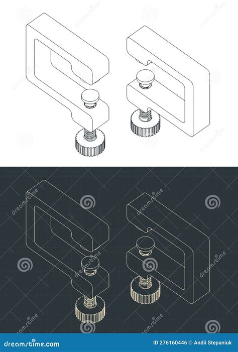 C Clamp Isometric Blueprints Stock Vector Illustration Of Blueprints