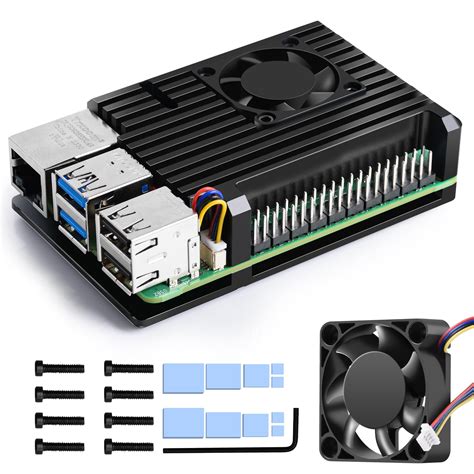 Smraza Metal Case For Raspberry Pi 5 With 4pin Pwm Cooling Fan 30mm And 10pcs Thermal