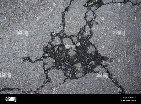 Rissige Straße Alphalt Textur Defekten Boden Struktur Foto