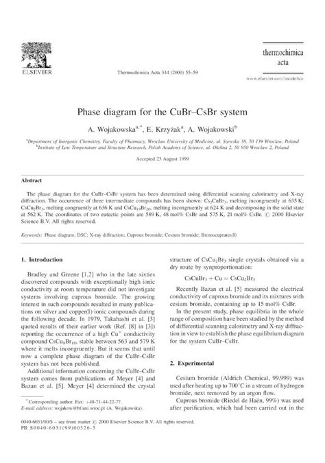 Pdf Phase Diagram For The Cubr Csbr System Dokumen Tips