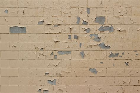 오래된 베이지 색 페인트 콘크리트 블록 벽 배경 상당한 박리 페인트 0명에 대한 스톡 사진 및 기타 이미지 0명 건물 외관