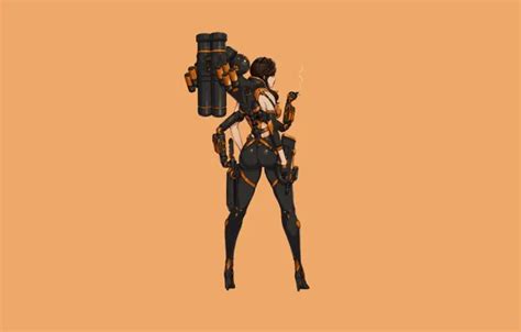 Обои Girl Gun Sexy Art Minimalism Characters Ren Wei Pan Ata