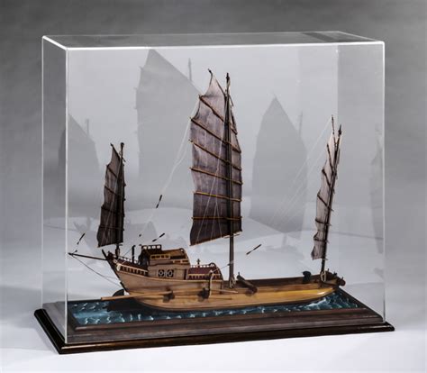 Model Of A Chinese Junk With Custom Display Case