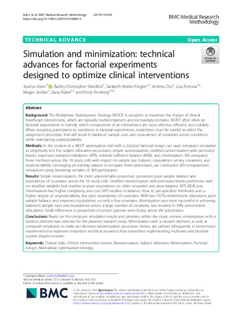 Pdf Simulation And Minimization Technical Advances For Factorial