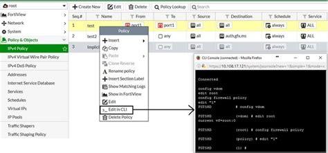 Technical Note Edit In Cli Option In The Gui Fortinet Community