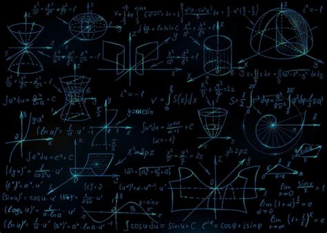 Mathematical Formulas Drawn By Hand On The Black Chalkboard For The Background Vector