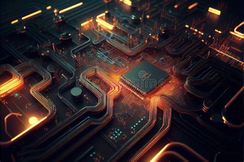 generative ai illustration of macro shot of circuit cyberspace board