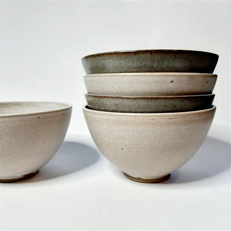 Blue Ceramic Bowl Set Handmade Pottery Bowls Modern Rustic Dinnerware