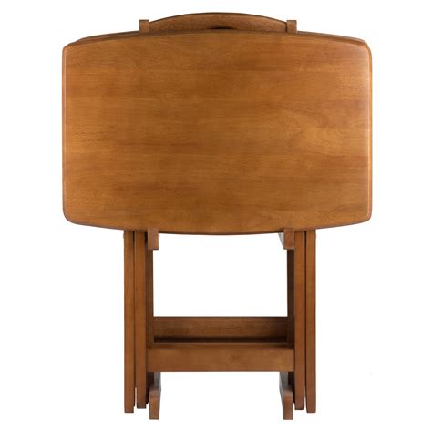 Winsome Wood Dylan 5 Pc Oversize Snack Table Set Teak Finish
