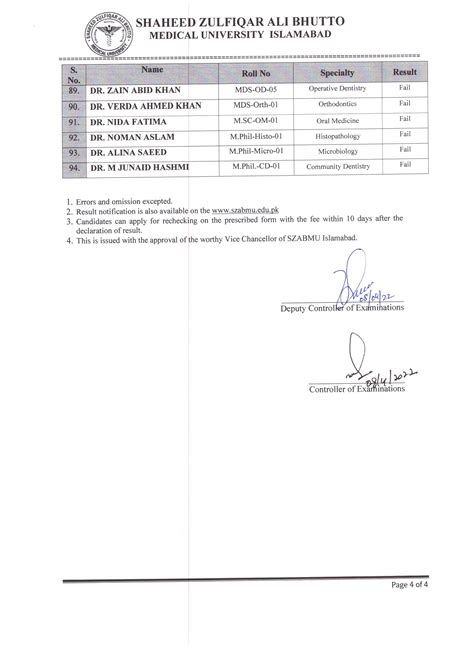 Result Notification Mid Term Assessment Mta Examination Of Ms Md