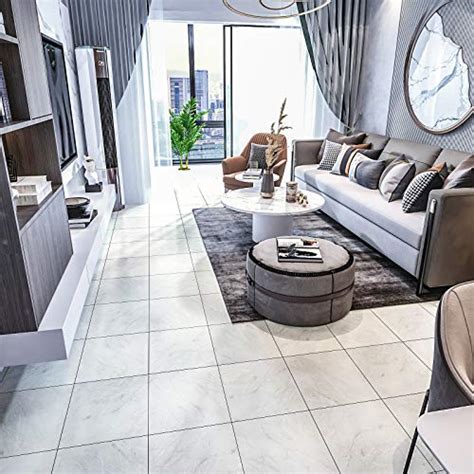 VEELIKE 12 X12 Grey Marble Vinyl Floor Tiles Peel And Stick Marble Flooring Tiles Self