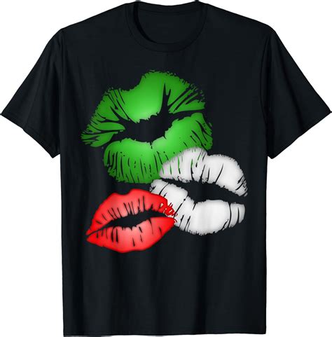 Italian Flag Colors Kissing Lips T Shirt Clothing