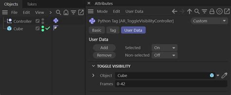 aturtur toggle visibility python tags for cinema 4d