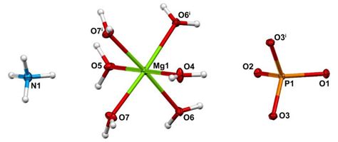 A View Of The Molecular Structure Of Struvite With The Atom Numbering