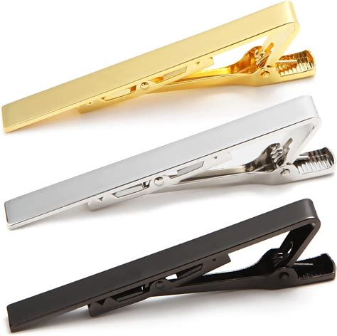 Miaoshoutao Tie Clip 3pcs Gold Silver Black Classic Tie Clips For