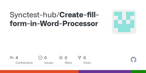 Github Synctest Hubcreate Fill Form In Word Processor