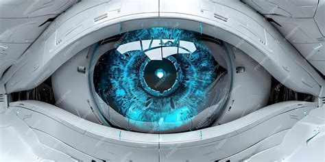 Premium Photo Detailed Robotic Eye Reflecting The World Concept