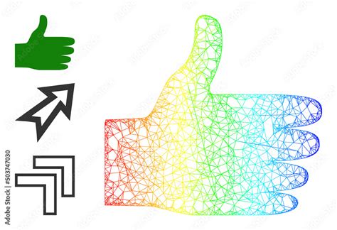 Spectrum Gradient Net Mesh Thumb Up Wire Frame Flat Net Abstract