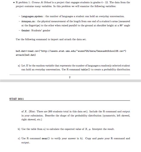 solved r problem 1 cernsus at school is a project that