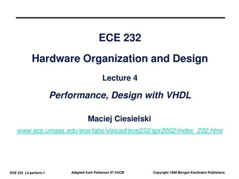 Ppt Ece 232 Hardware Organization And Design Lecture 4 Performance Design With Vhdl
