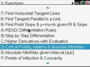 Finding Critical Points On The TiNspire CX CAS Using Calculus Made