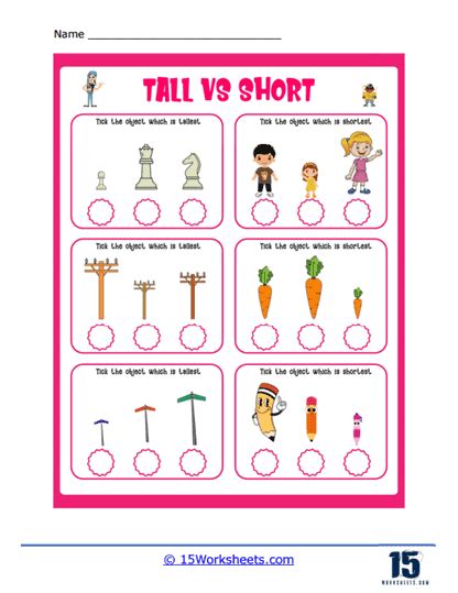 Tall Vs Short Worksheets 15 Worksheets