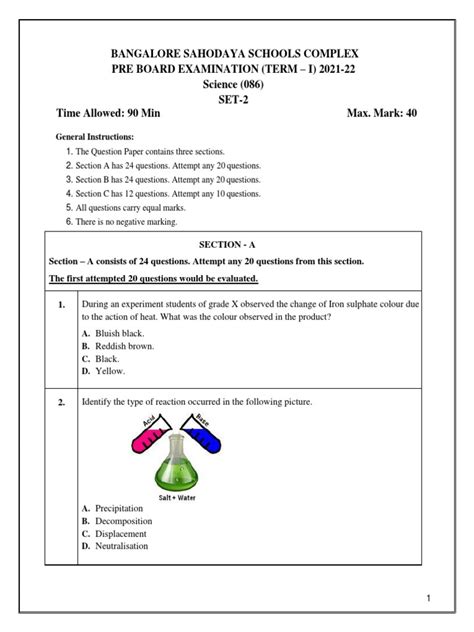 Class 10 Pb 1 Science Qp Download Free Pdf Mirror Chemistry