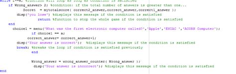 Solved I Am Trying To Create A Questioner Game Using Matlab Chegg Com
