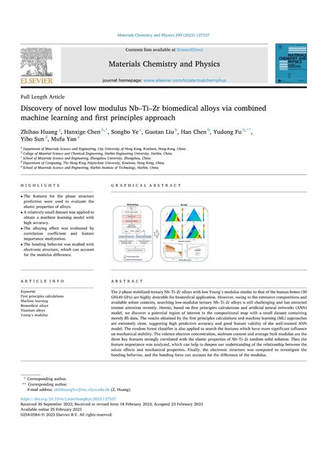 Pdf Discovery Of Novel Low Modulus Nb Ti Zr Biomedical Alloys Via Combined Machine Learning