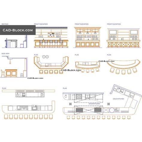 Bar Design Cad Blocks Autocad Dwg