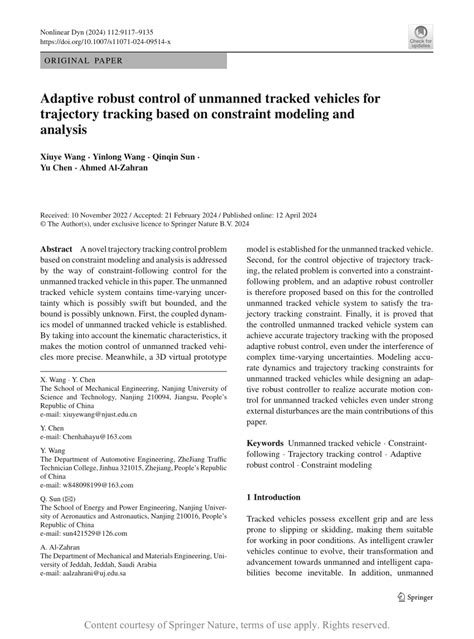 Adaptive Robust Control Of Unmanned Tracked Vehicles For Trajectory Tracking Based On Constraint