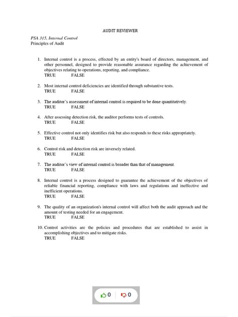Audit Reviewer Internal Control Psa 315 Compress Pdf Internal Control Financial Audit