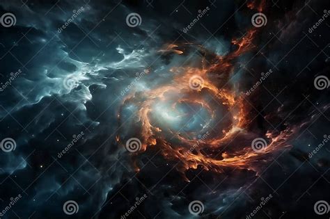 Abstract Colourful Spiral Galaxy In Space Interstellar Nebula