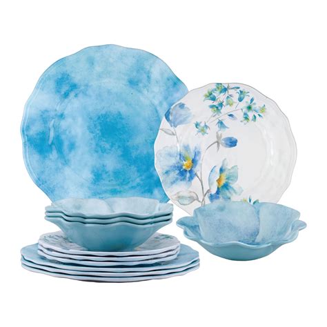 Upware 12 Piece Melamine Dinnerware Set Includes Dinner