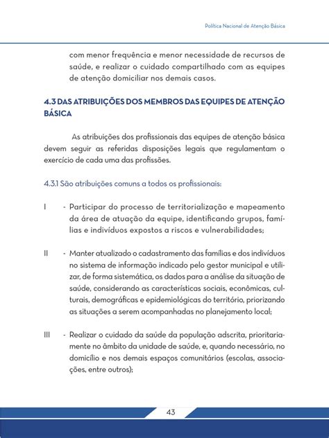 43 Das Atribuicoes Dos Membros Das Equipes De Atencao Basica Pdf