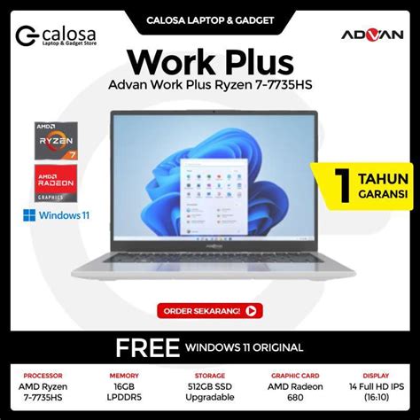Jual Advan Work Plus Ryzen 7 6600h Ram 16gb 512gb 14 Full Hd Ips Windows 11 Laptop Notebook