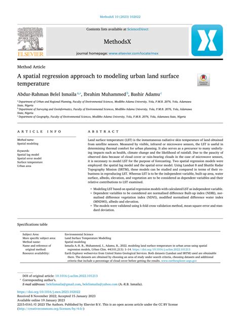Pdf A Spatial Regression Approach To Modeling Urban Land Surface