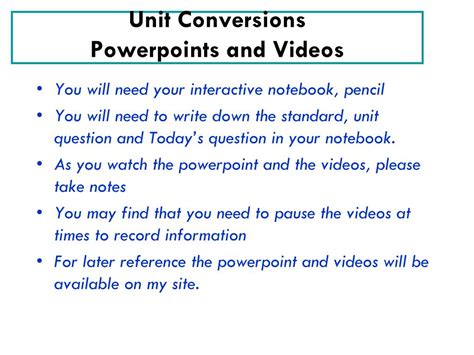 Ppt Unit Conversions Powerpoints And Videos Powerpoint Presentation