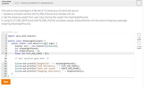 solved challenge activity 2 9 1 using constants in