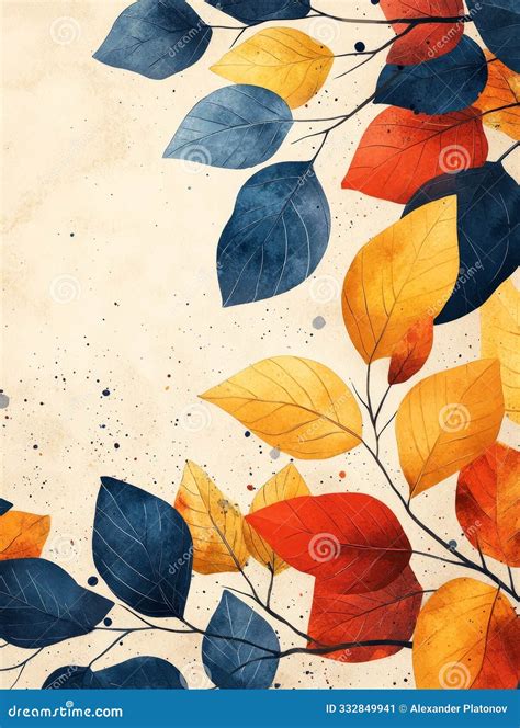 A Colorful Background With Leaves And Flowers Stock Illustration