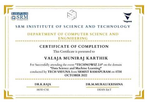 Karthik Vm On Linkedin Certificate Presented For Successful Completion