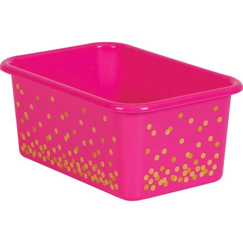 Pink Confetti Small Plastic Storage Bin Tcr20891 Teacher Created