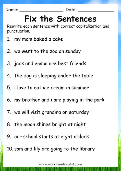 Grade 6 English Worksheets